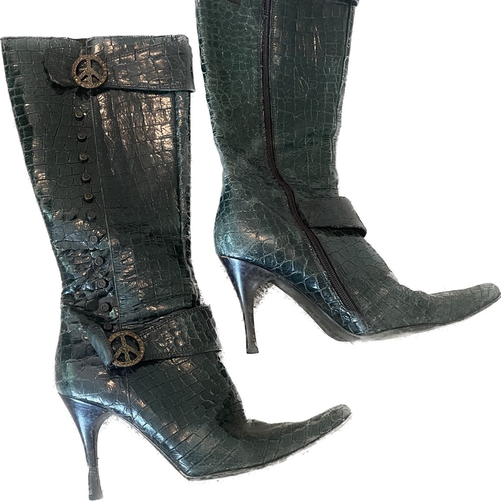 Donal J Pliner Green Snake Vice Boots - Gem